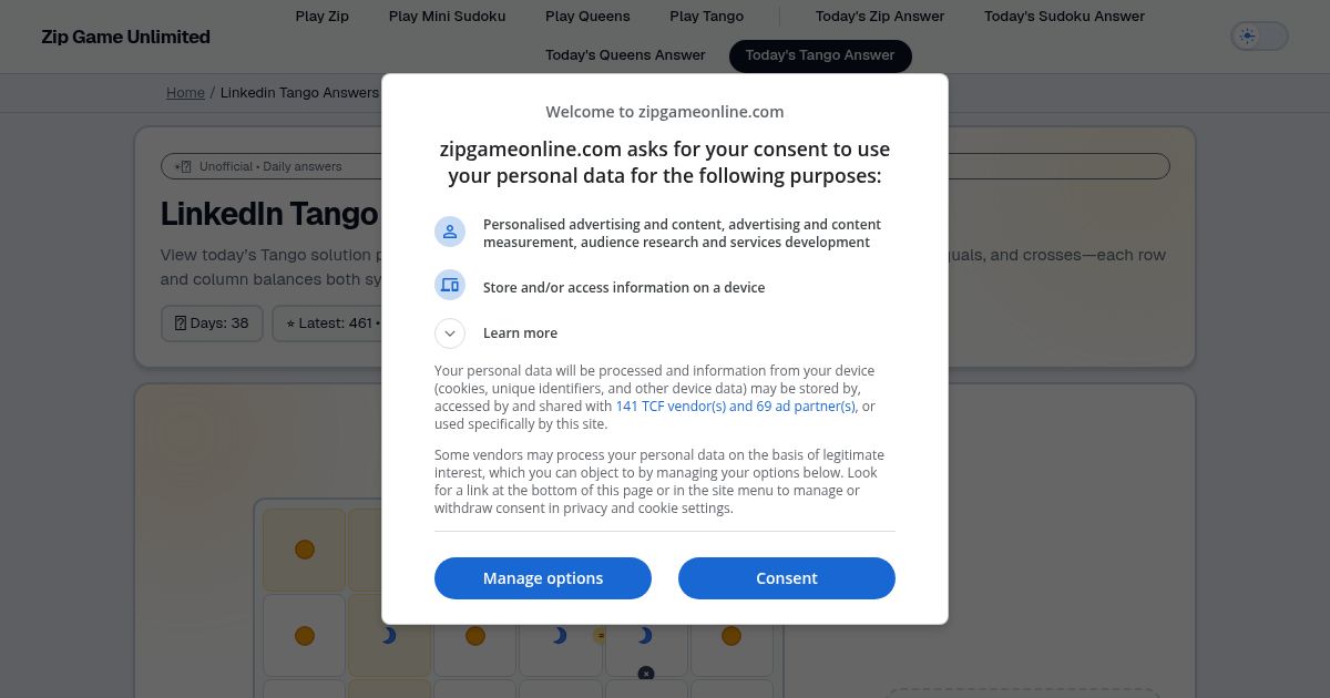 LinkedIn Tango Answers Today | Daily Archive - Zip Game Unlimited